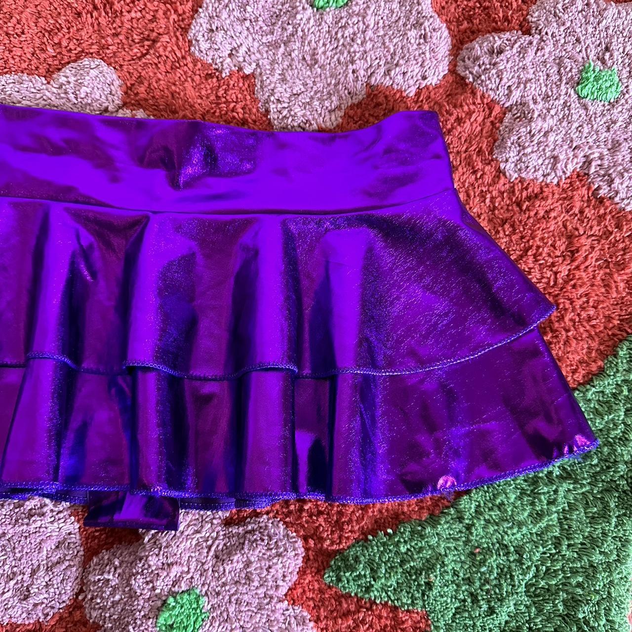 Metallic Purple Pleated Micro Mini Skirt Size:... - Depop