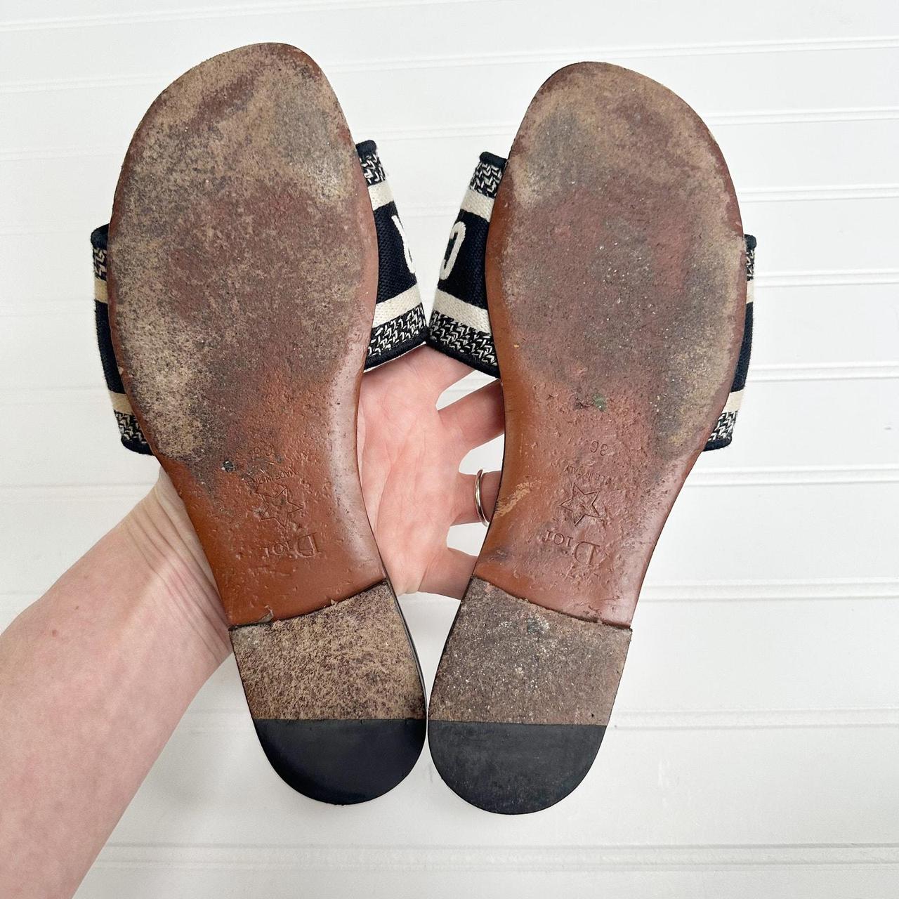 Christian Dior Dway Slide Logo Embroidered Black... | Depop