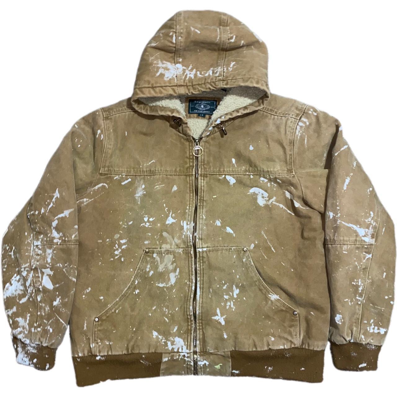 vintage Carhartt alike work jacket. paint... - Depop