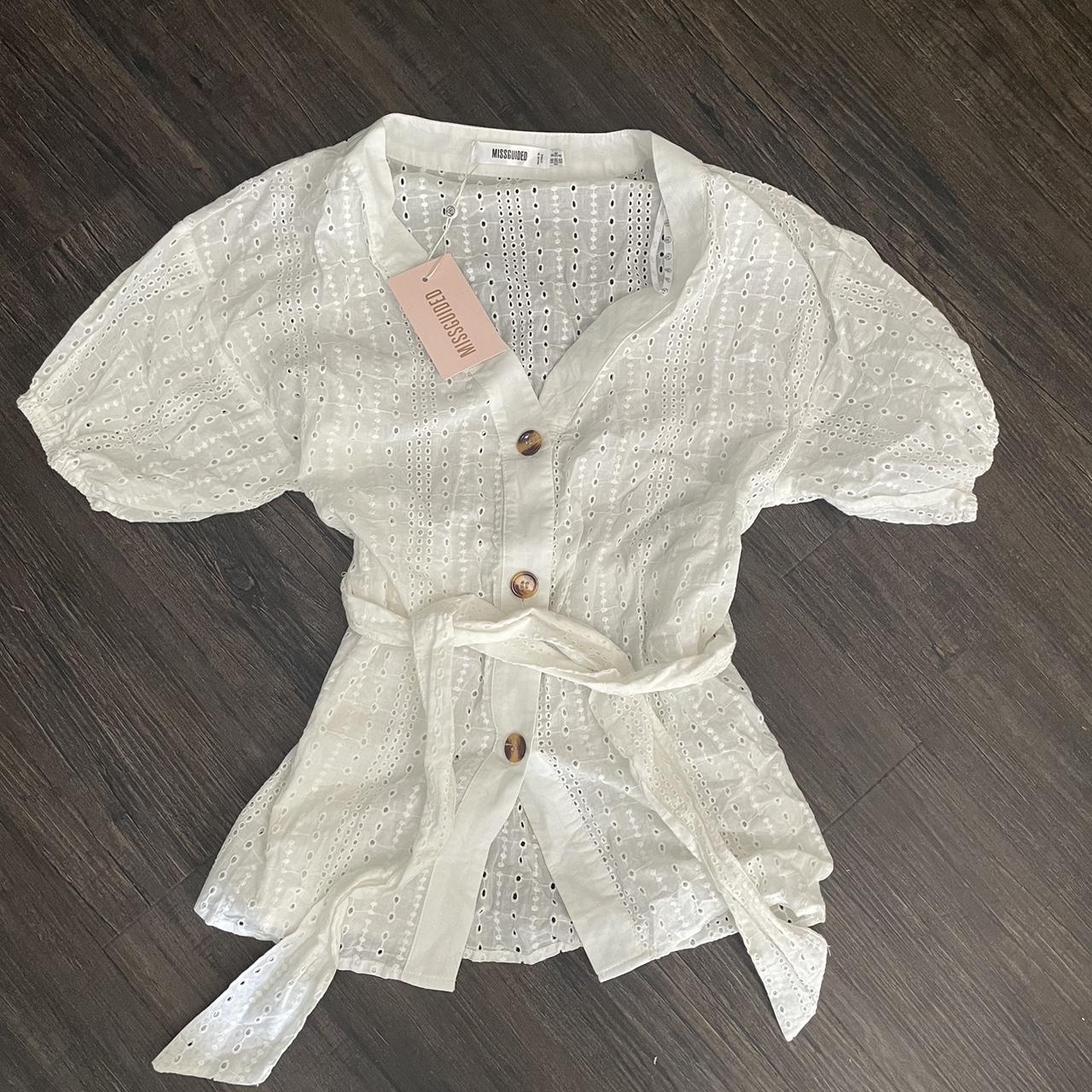 Missguided Women's White Blouse | Depop