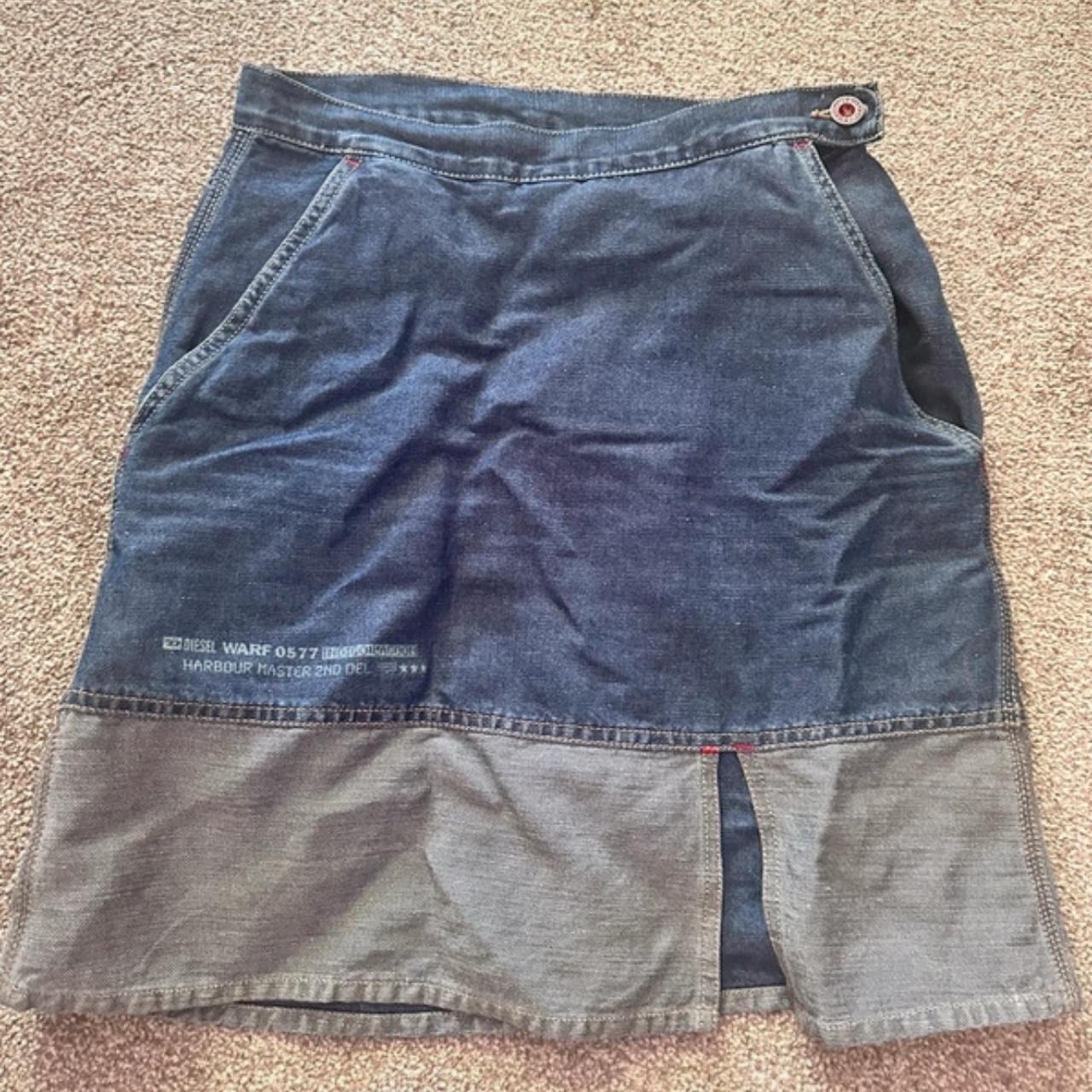 Mixed denim Diesel skirt, Pre loved but in perfect... - Depop
