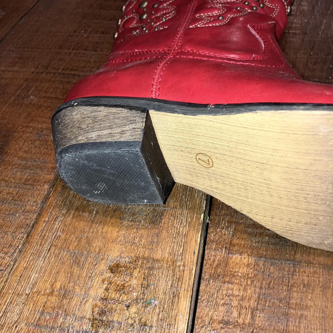 Limelight Red Cowboy Boots Gold studded... - Depop