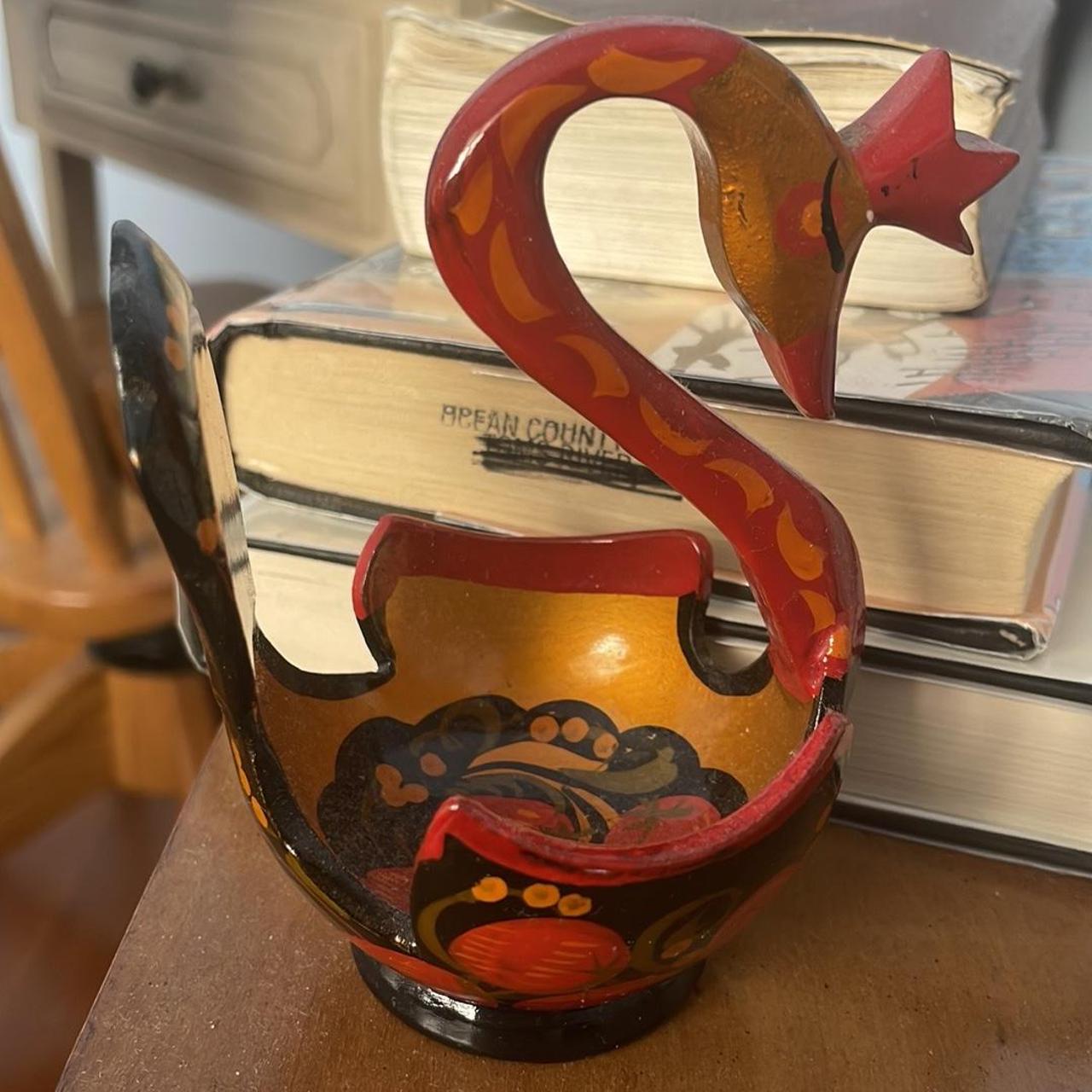 Vintage wooden russian swan bowl Beautiful... - Depop