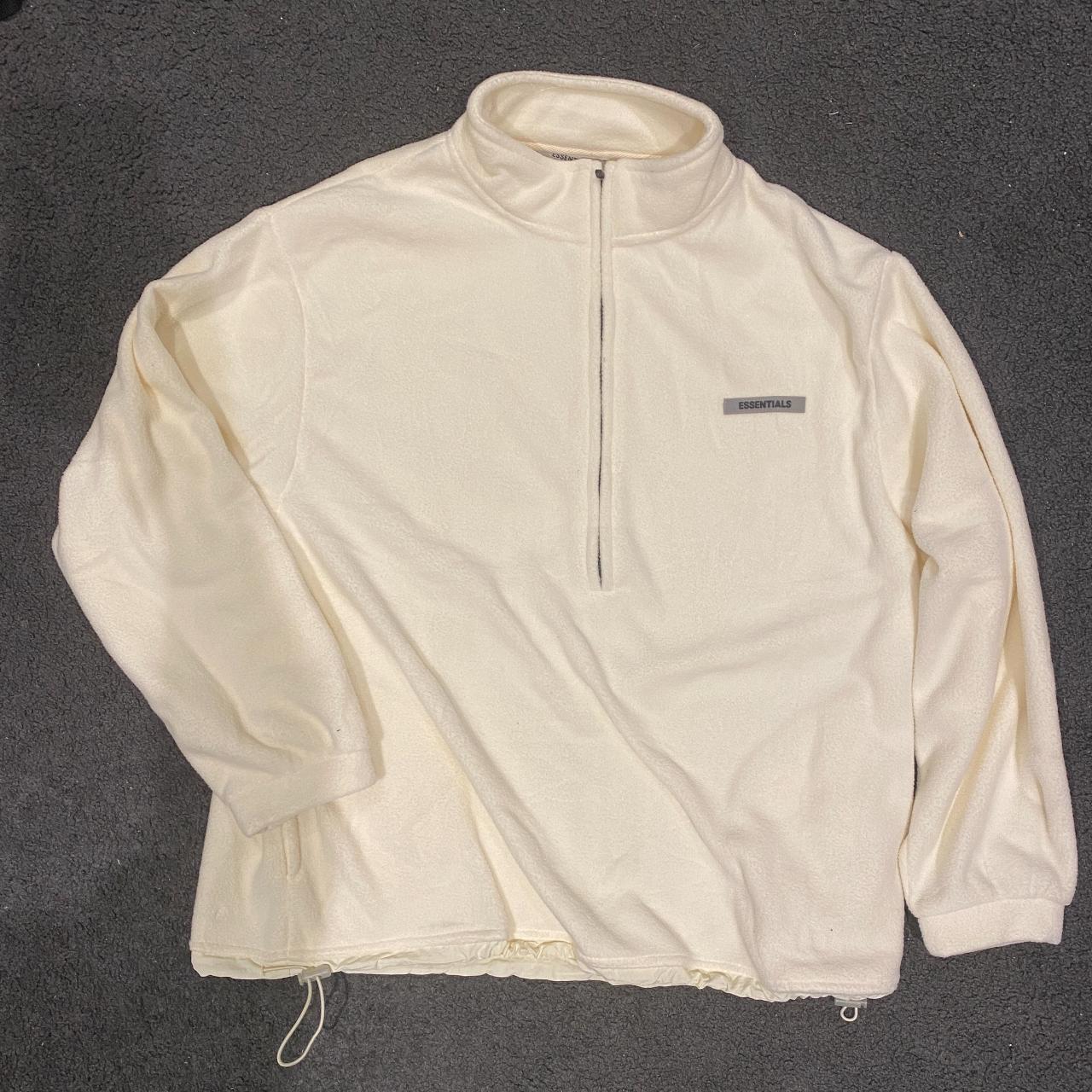Essentials Cream Quater Zip Fleece Size: XL Never Worn - Depop