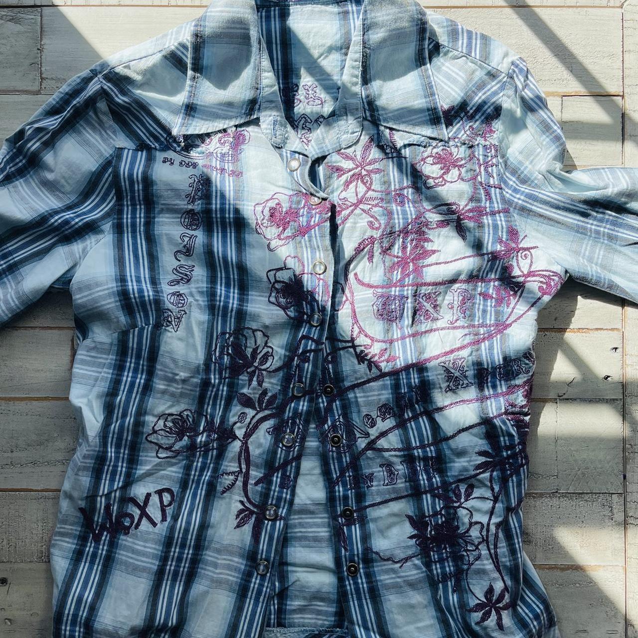 DDP womens size 2 button up LS vintage y2k shirt -... - Depop