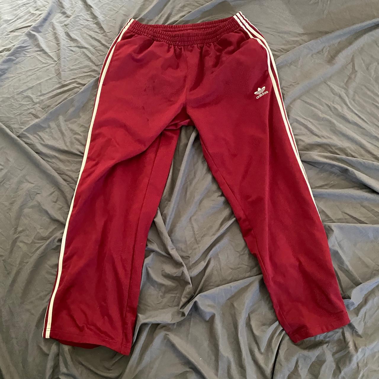 Red and white Adidas sweatpants | Depop