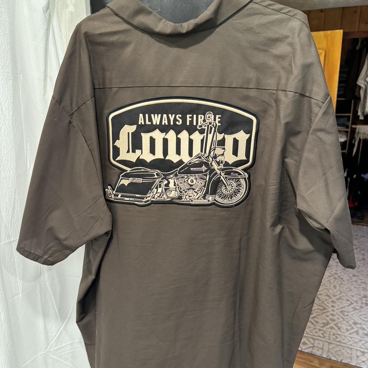 LOWCO redcap shirt worn twice patch on the back... - Depop