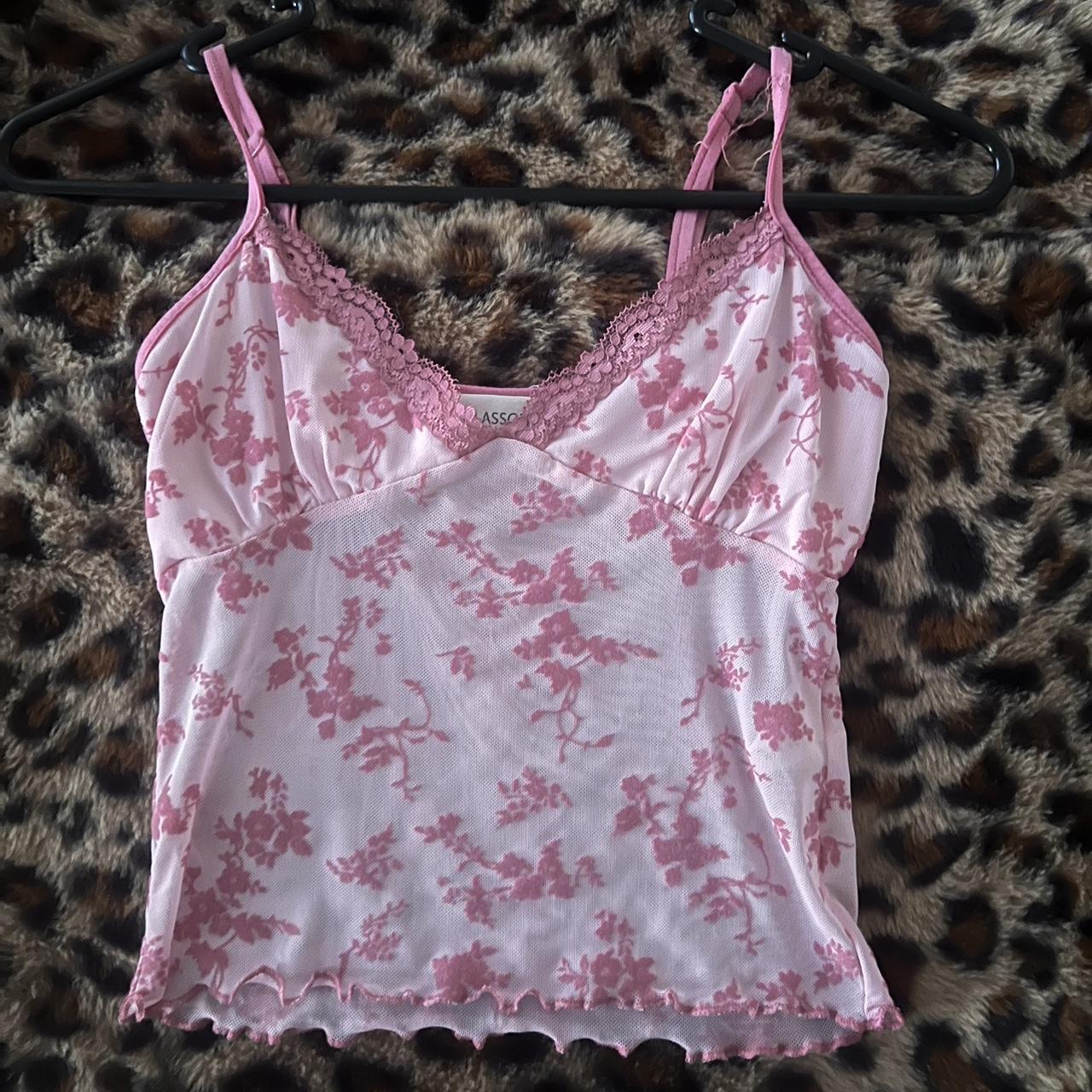 floral pink glassons cami 🩷💘 size xs, worn once... - Depop
