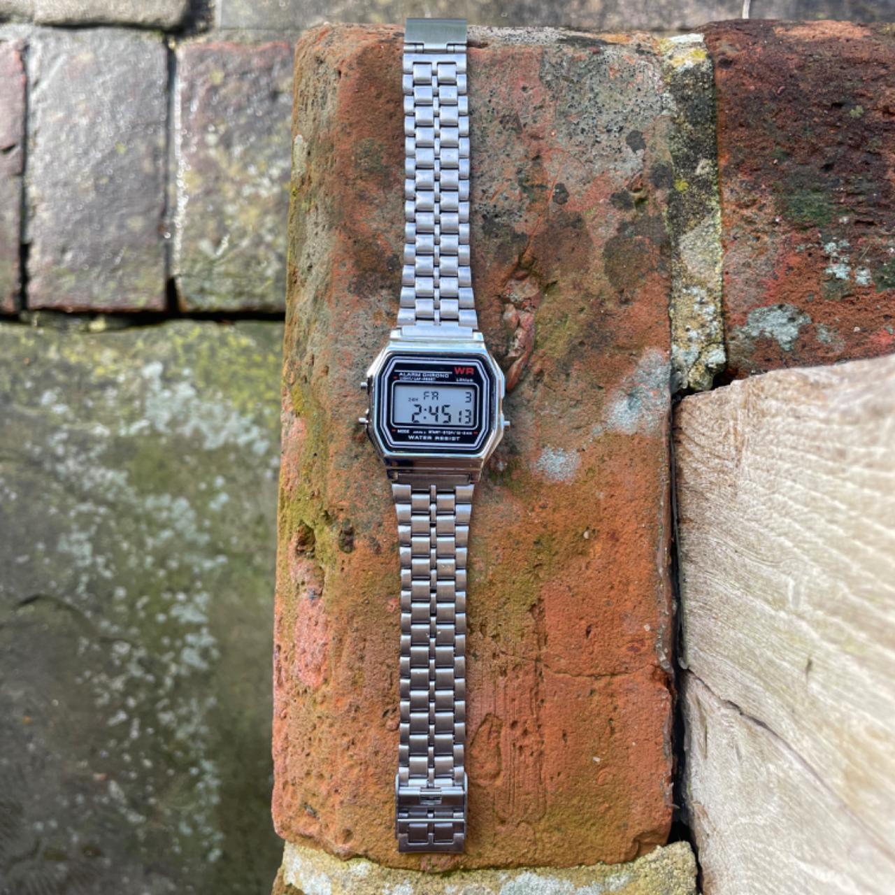 Silver Retro Digital Watch • Stainless Steel •... - Depop