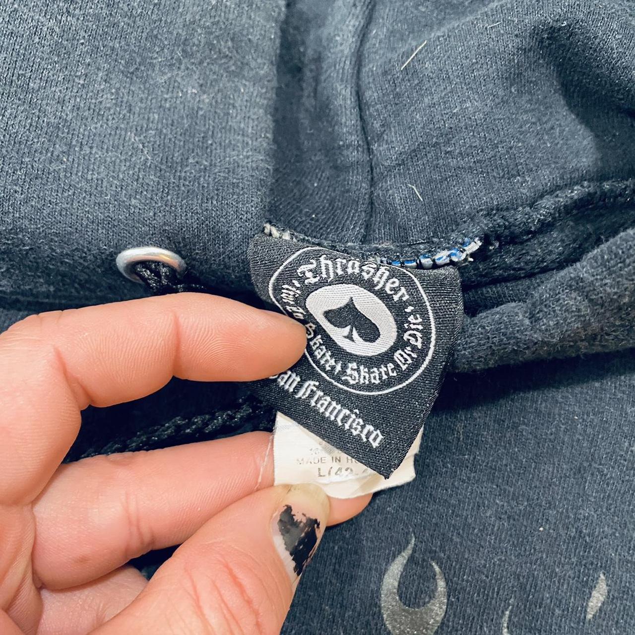 Classic thrasher magazine flame logo hoodie Size large - Depop