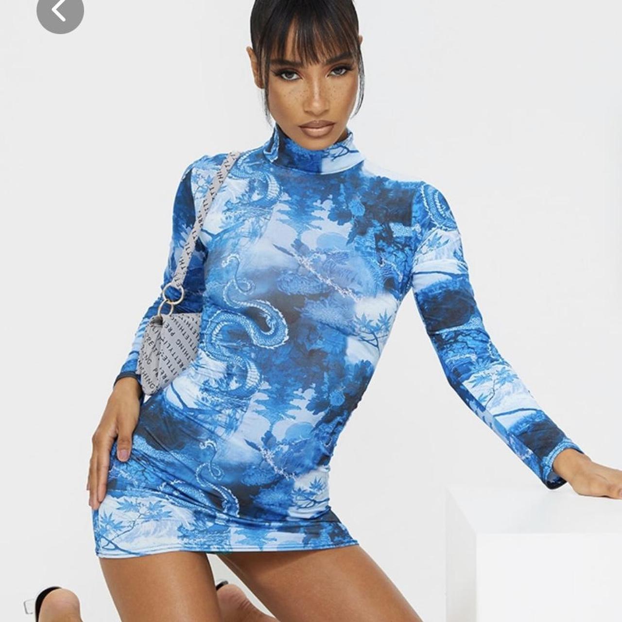 PLT blue bodycon mini dress🦋 Worn once, perfect... - Depop