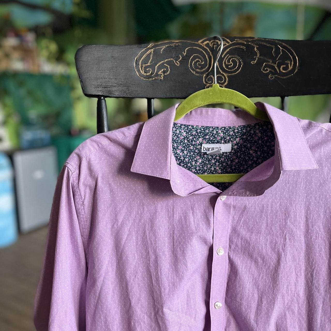 Mens purple button up bar lll size L #lavender... - Depop