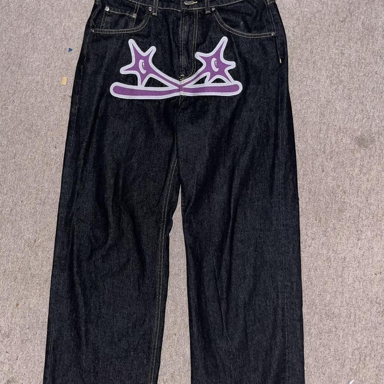 protect ldn black and purple jeans best fitting... - Depop