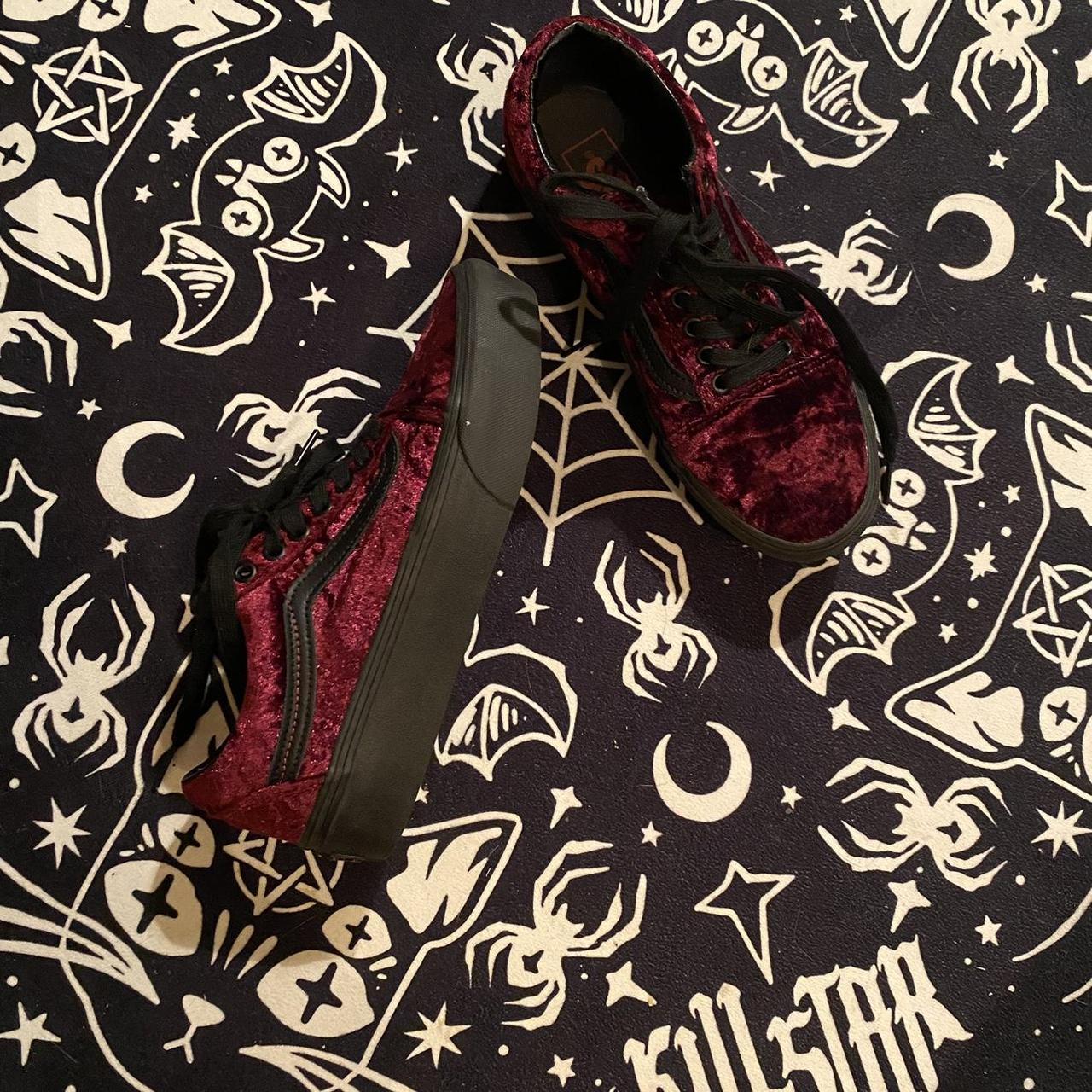 Red Velvet Vans Size Women’s 8 #velvet #creepers... - Depop