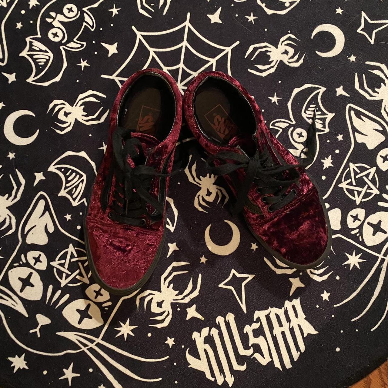 Red Velvet Vans Size Women’s 8 #velvet #creepers... - Depop
