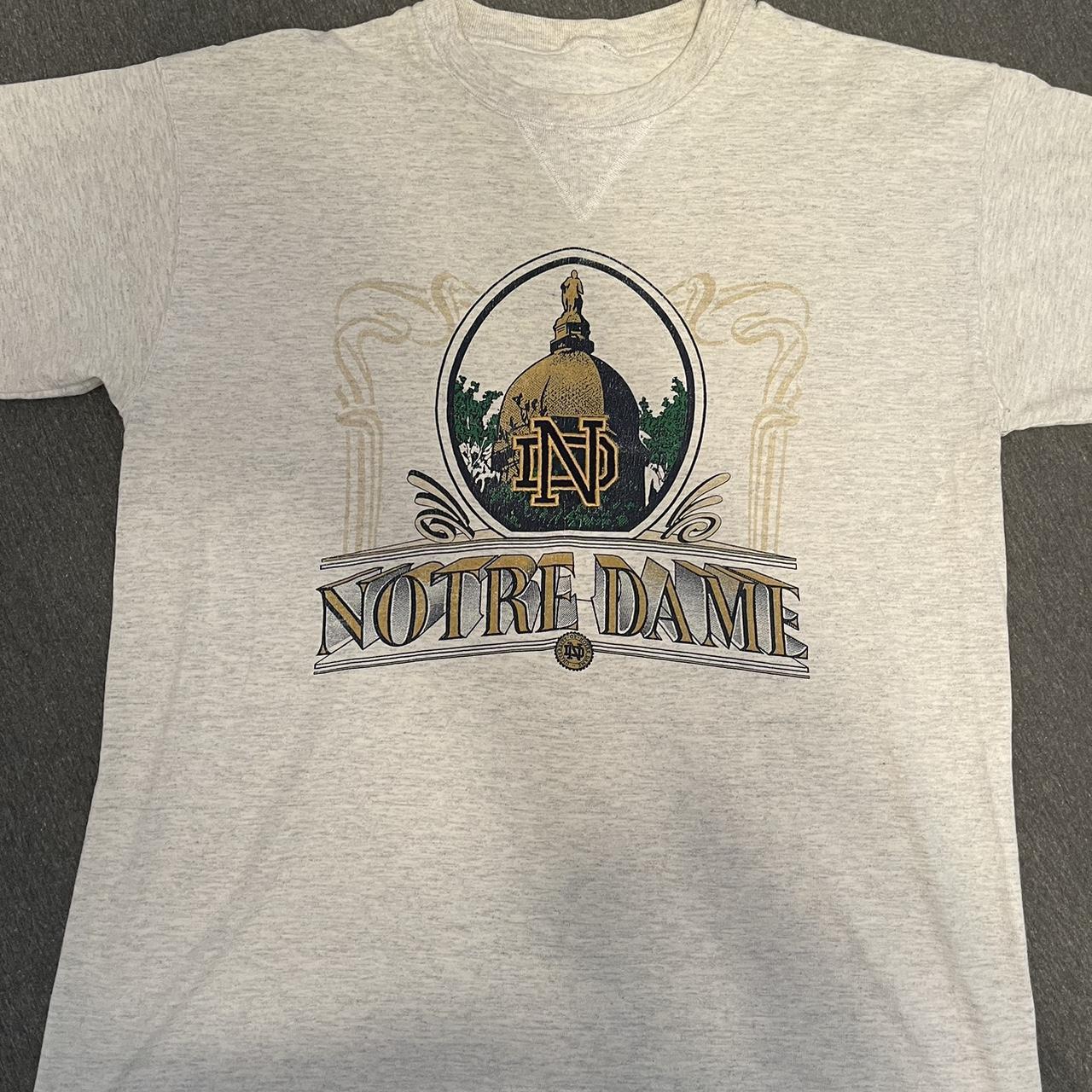 Notre Dame Vintage Embroidered Logo Cut Tag Size XL... - Depop