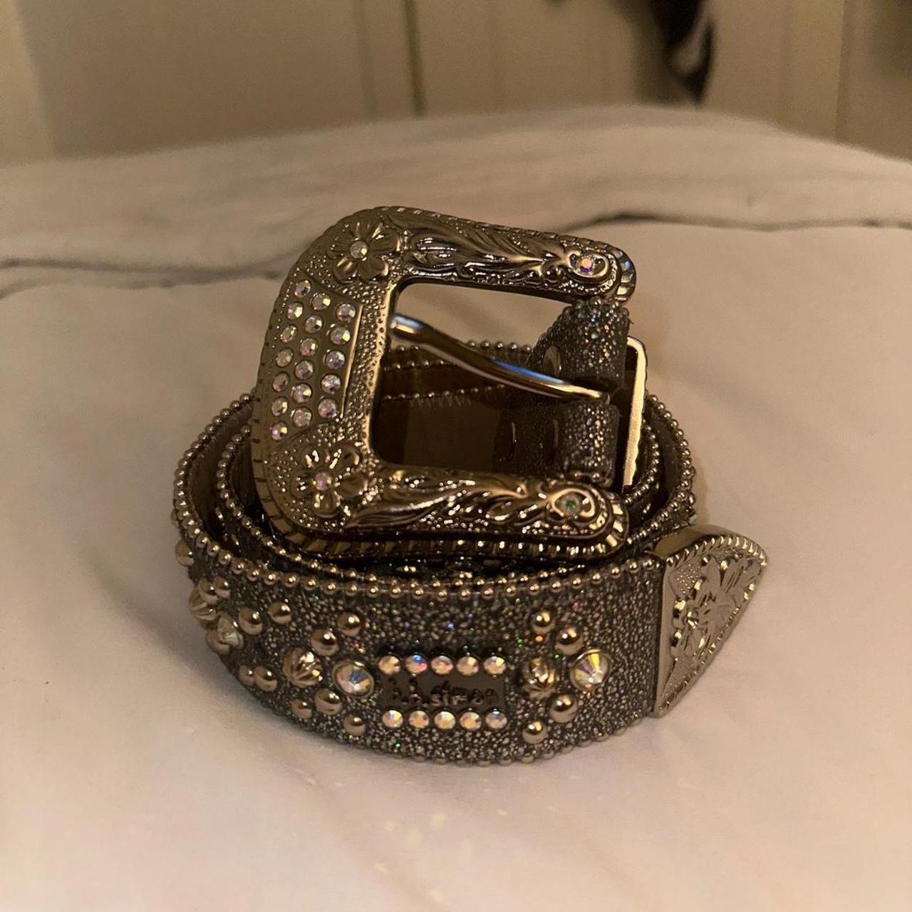 BB Simón Belt Western Skinny Silver Galaxy Comes... - Depop