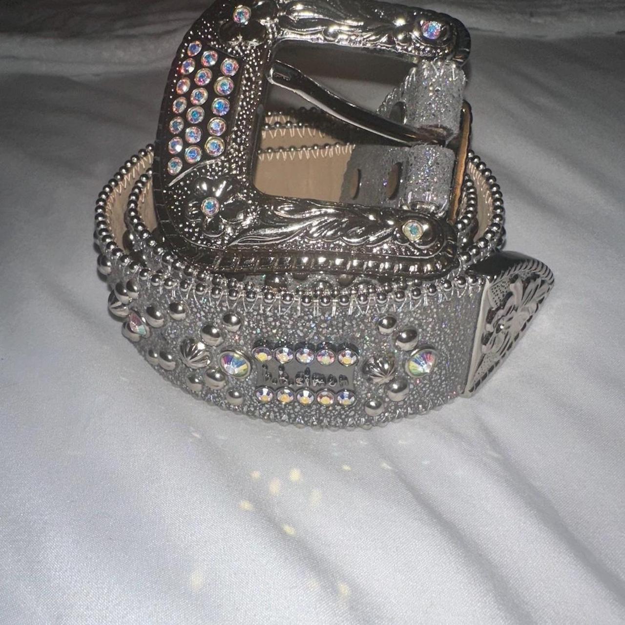 BB Simón Belt Western Skinny Silver Galaxy Comes... - Depop