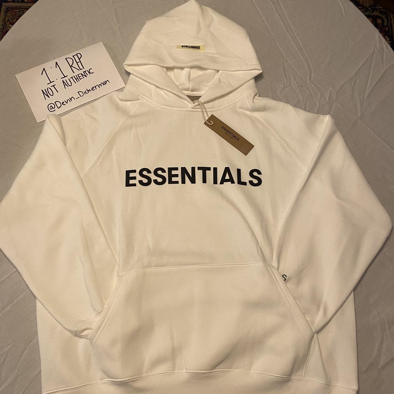 White Essentials Hoodie -fits a perfect Large (even... - Depop