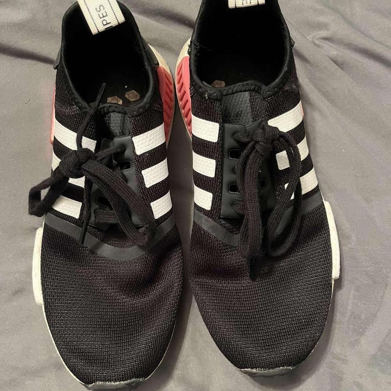 Adidas size 8 black and link, 30 obo #tennisshoes... - Depop