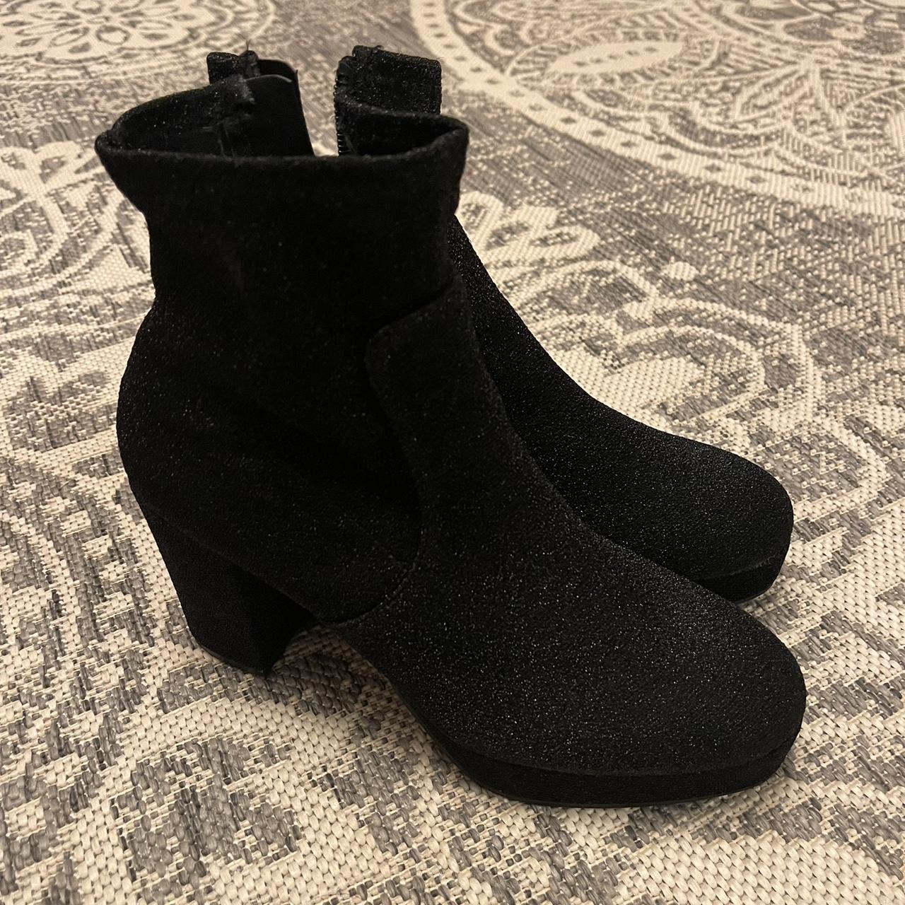 size 8 1/2 black sparkly booties very easy to walk... - Depop
