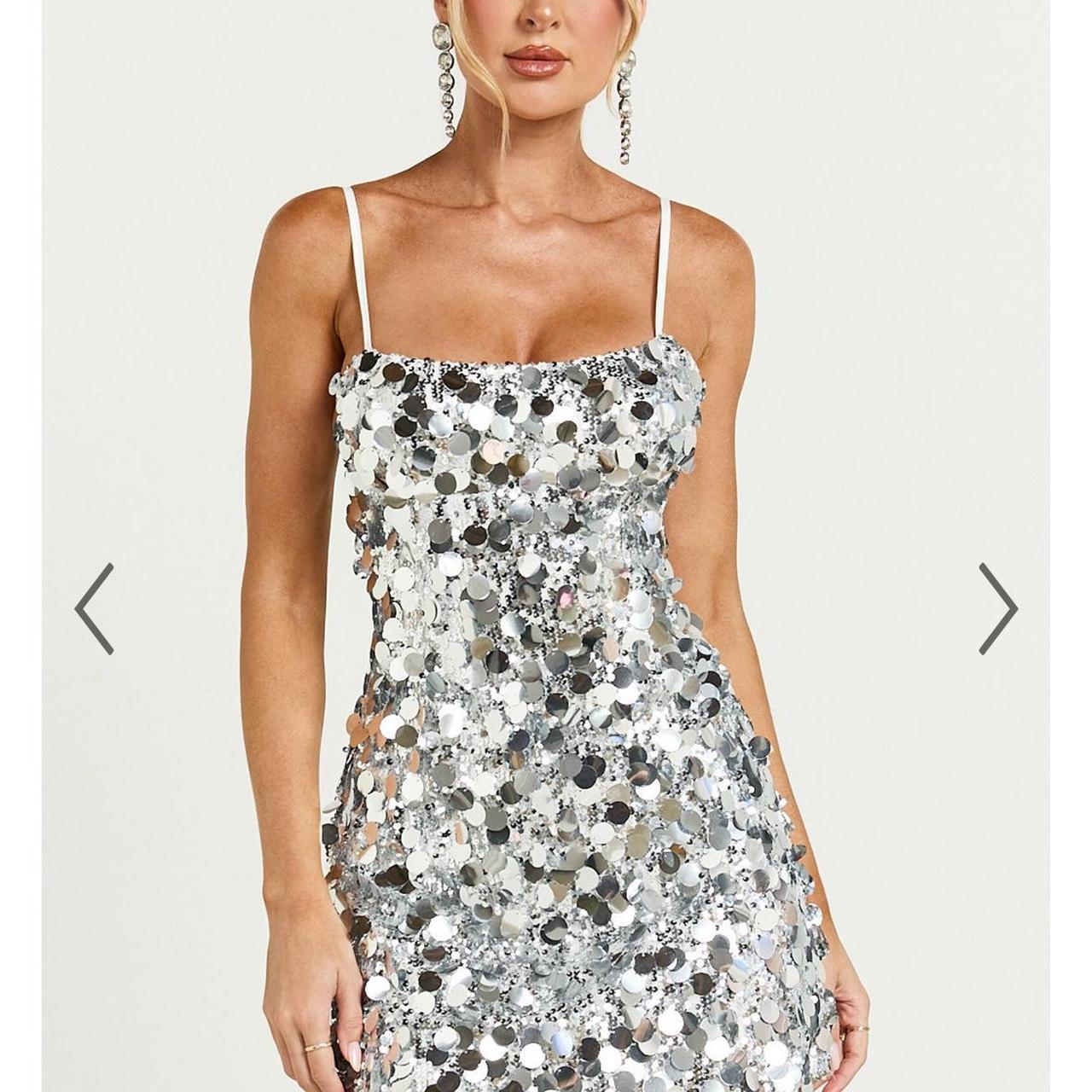 Cleo mini dress - Circle sequin mini dress in silver... | Depop
