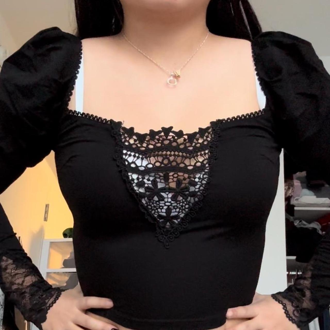 Killstar top Black and lace Gothic style Size M,... - Depop