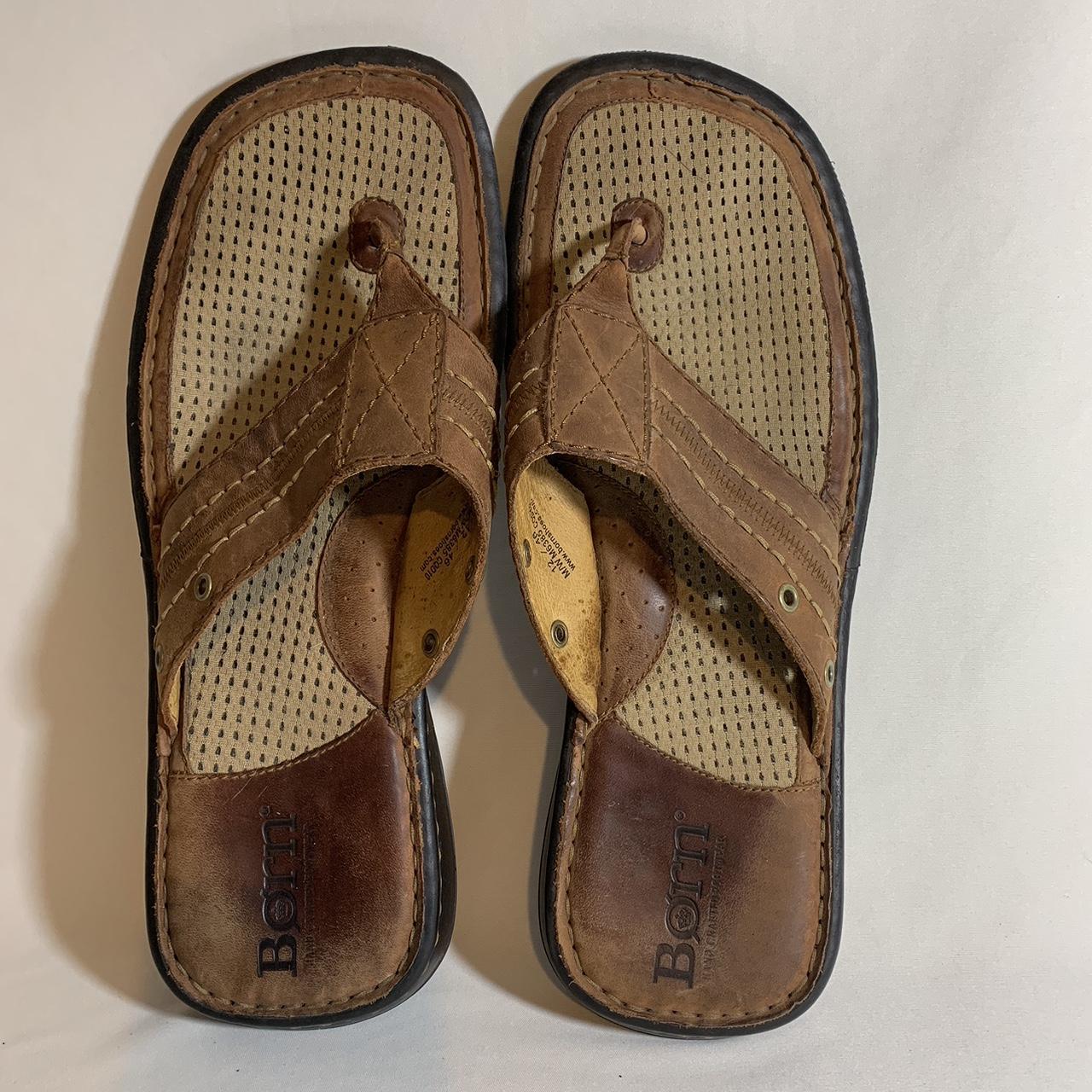 Born men’s leather flip flop sandals sz 12 - Depop
