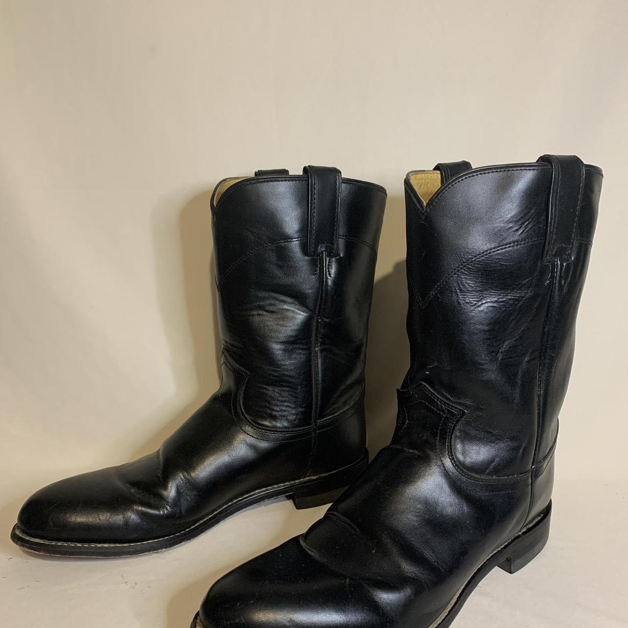Justin black roper cowboy boots men’s size 10 E - Depop