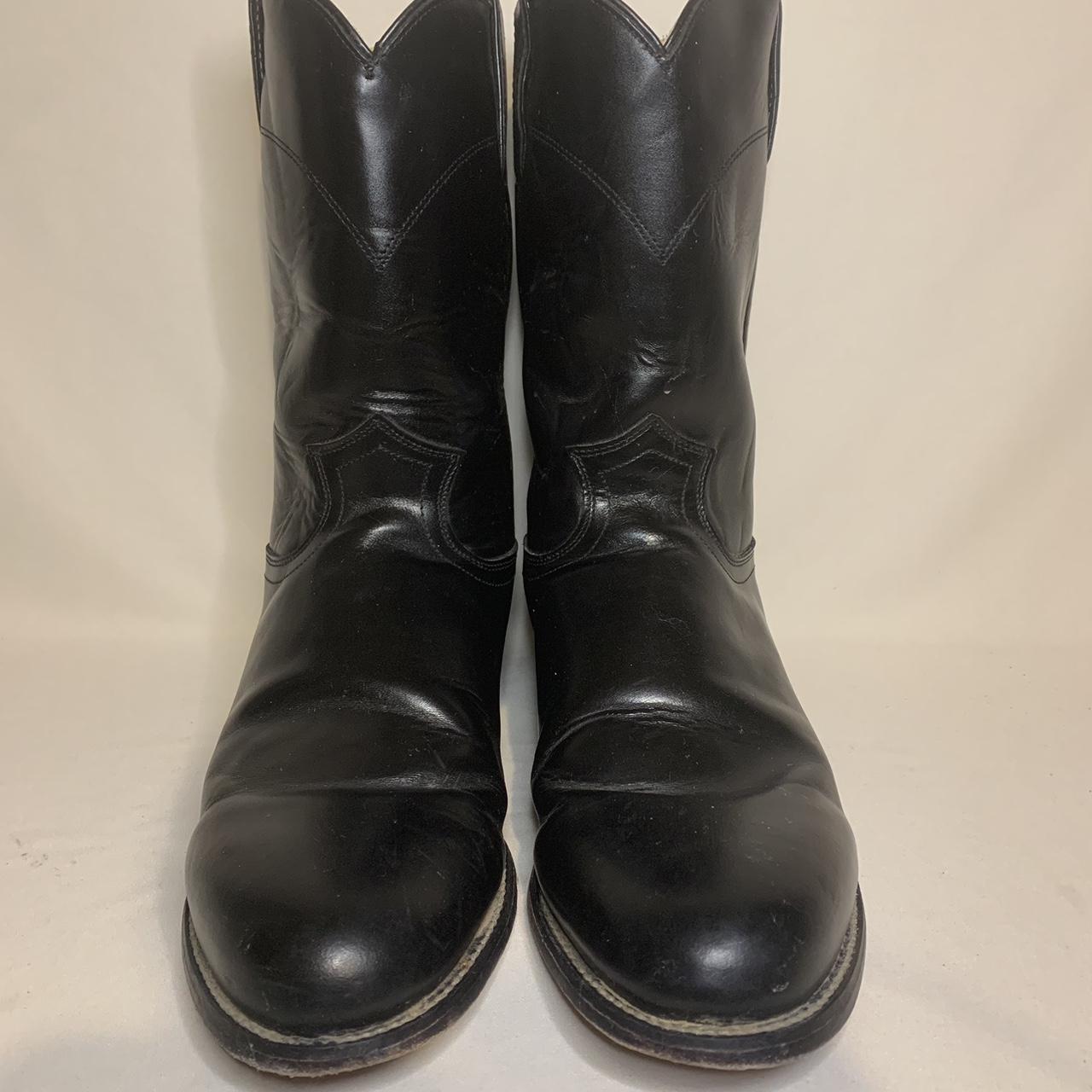 Justin black roper cowboy boots men’s size 10 E - Depop