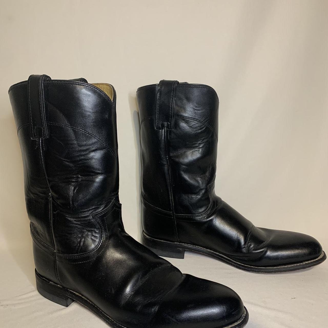 Justin black roper cowboy boots men’s size 10 E - Depop