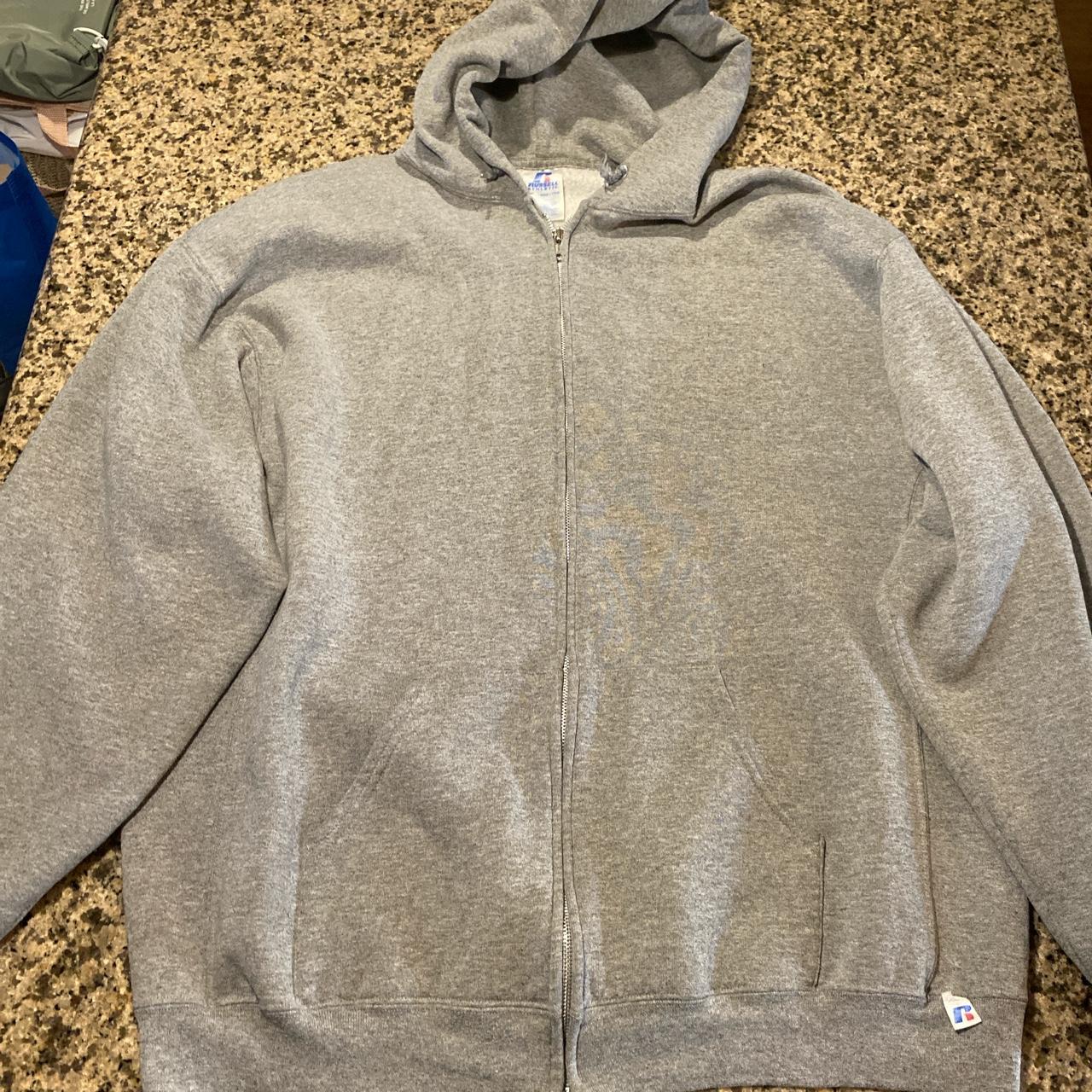 Sickkk Russell blank grey zip up‼️ No holes or... - Depop