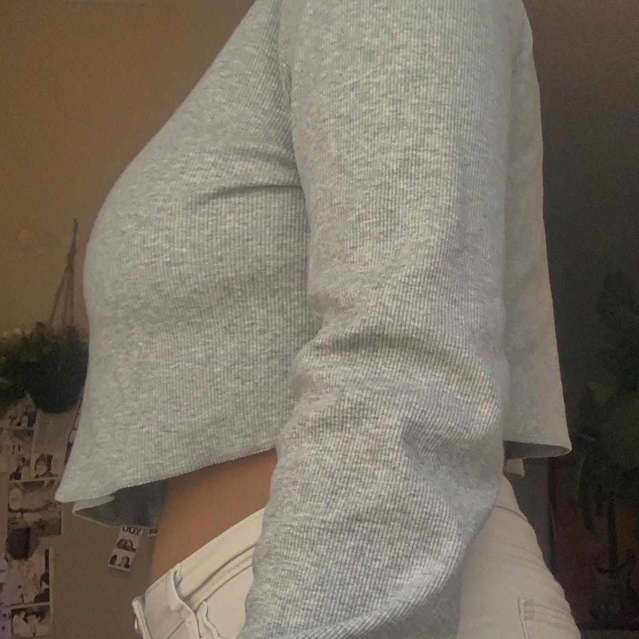 Grey cropped sweater, academia core - Depop