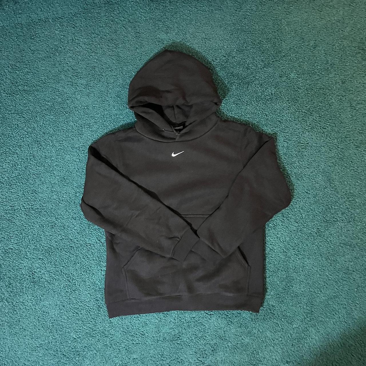 Black nike center swoosh hoodie No drawstring - Depop
