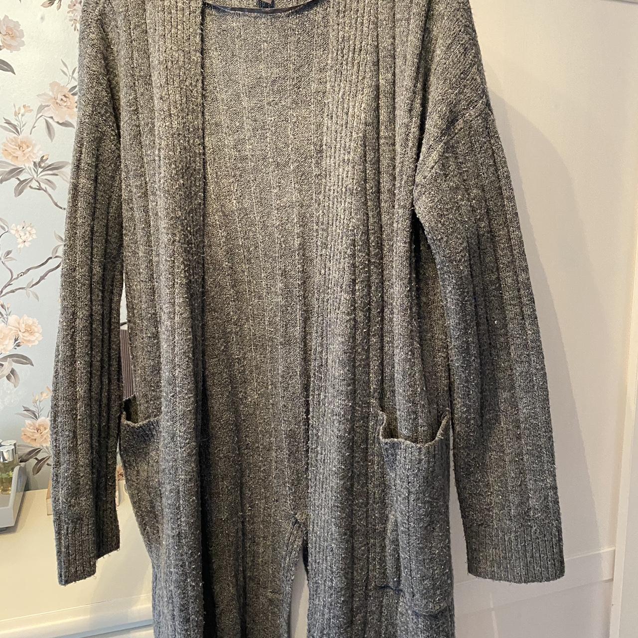 Primark long knitted cardigan Grey Size 6/8... - Depop