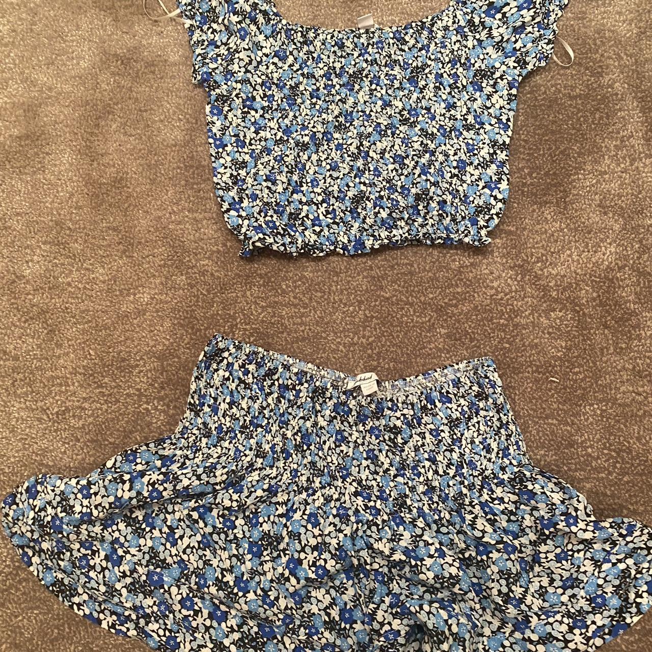 subdued blue set top and skirt for summer... - Depop