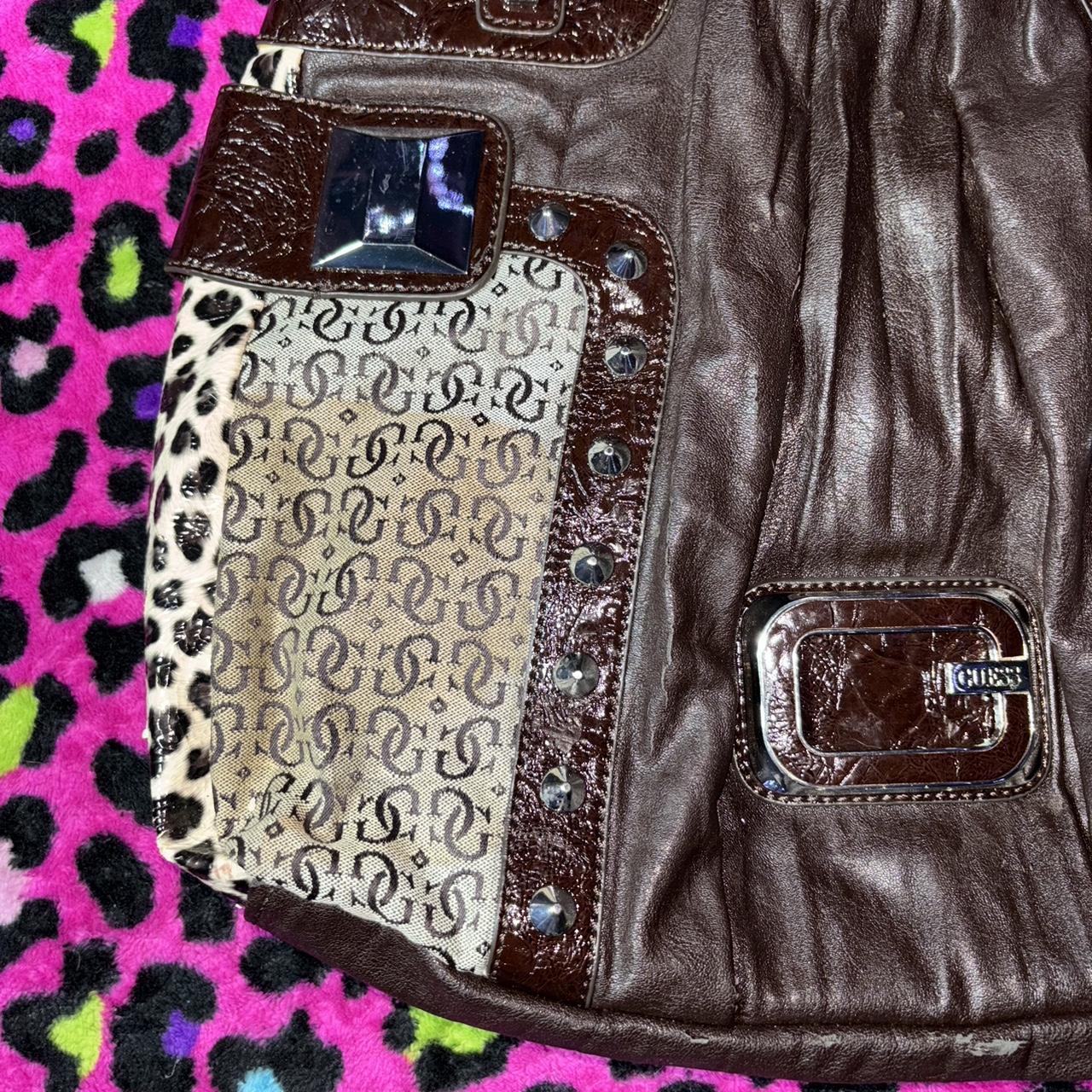 Brown Guess Leopard Print Bag Only used a few... - Depop