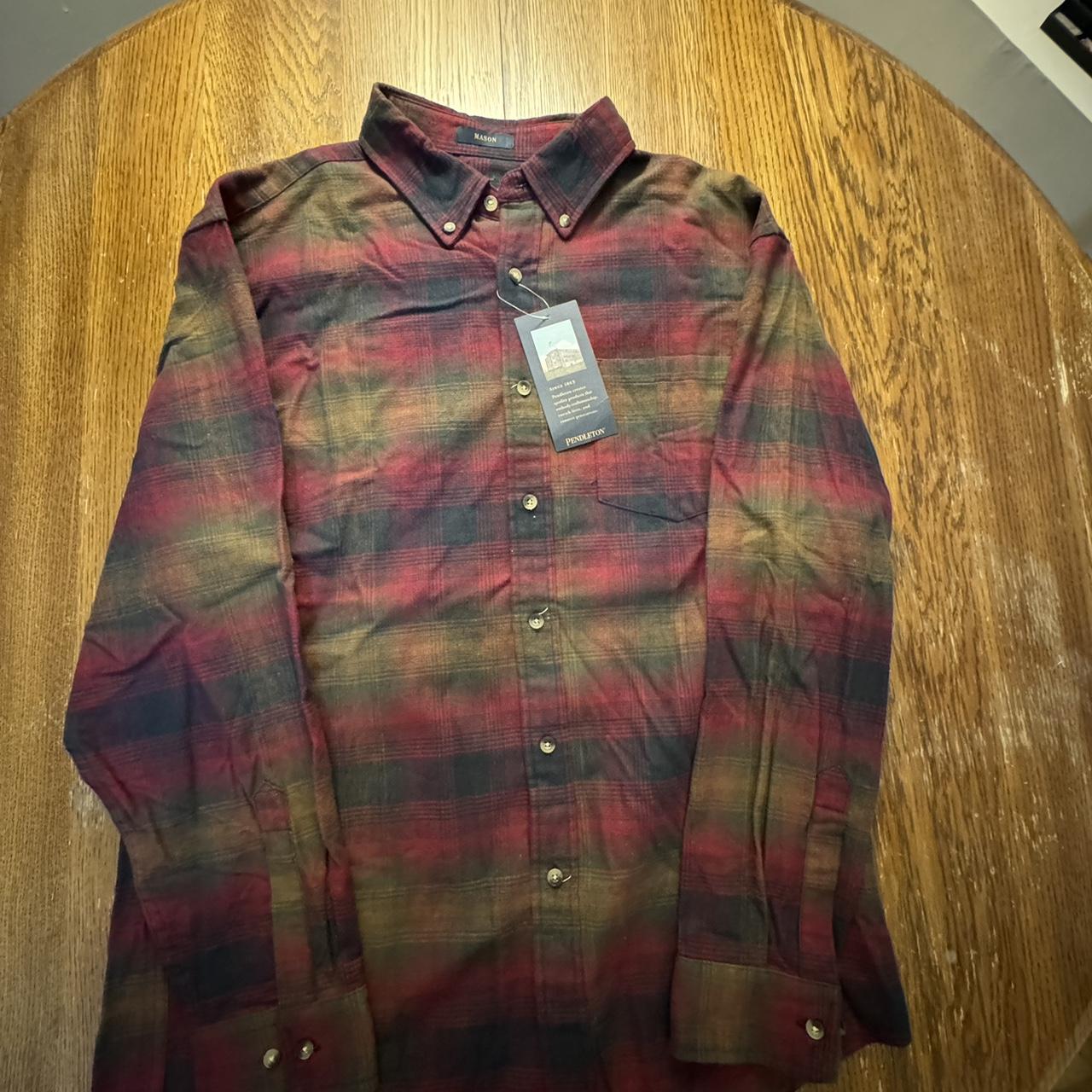 Pendleton Men’s Red and green flannel plaid... - Depop