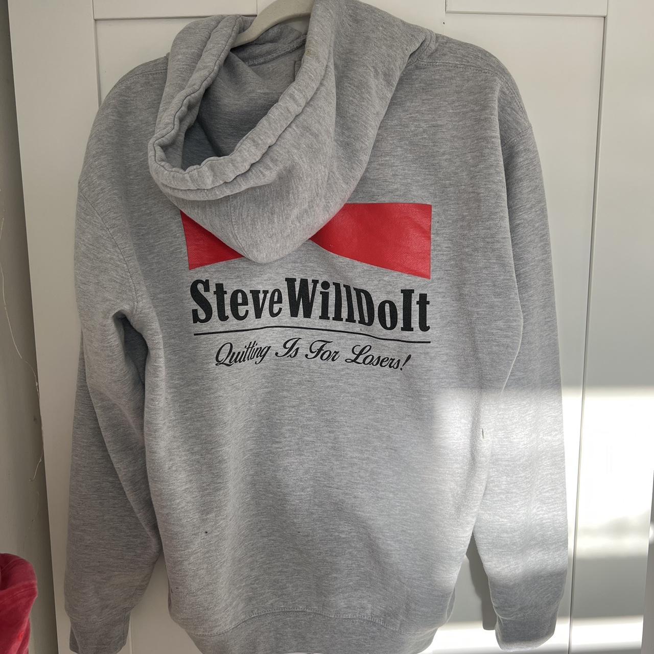 FULL SEND Steve will do it Smokes hoodie Grey... - Depop