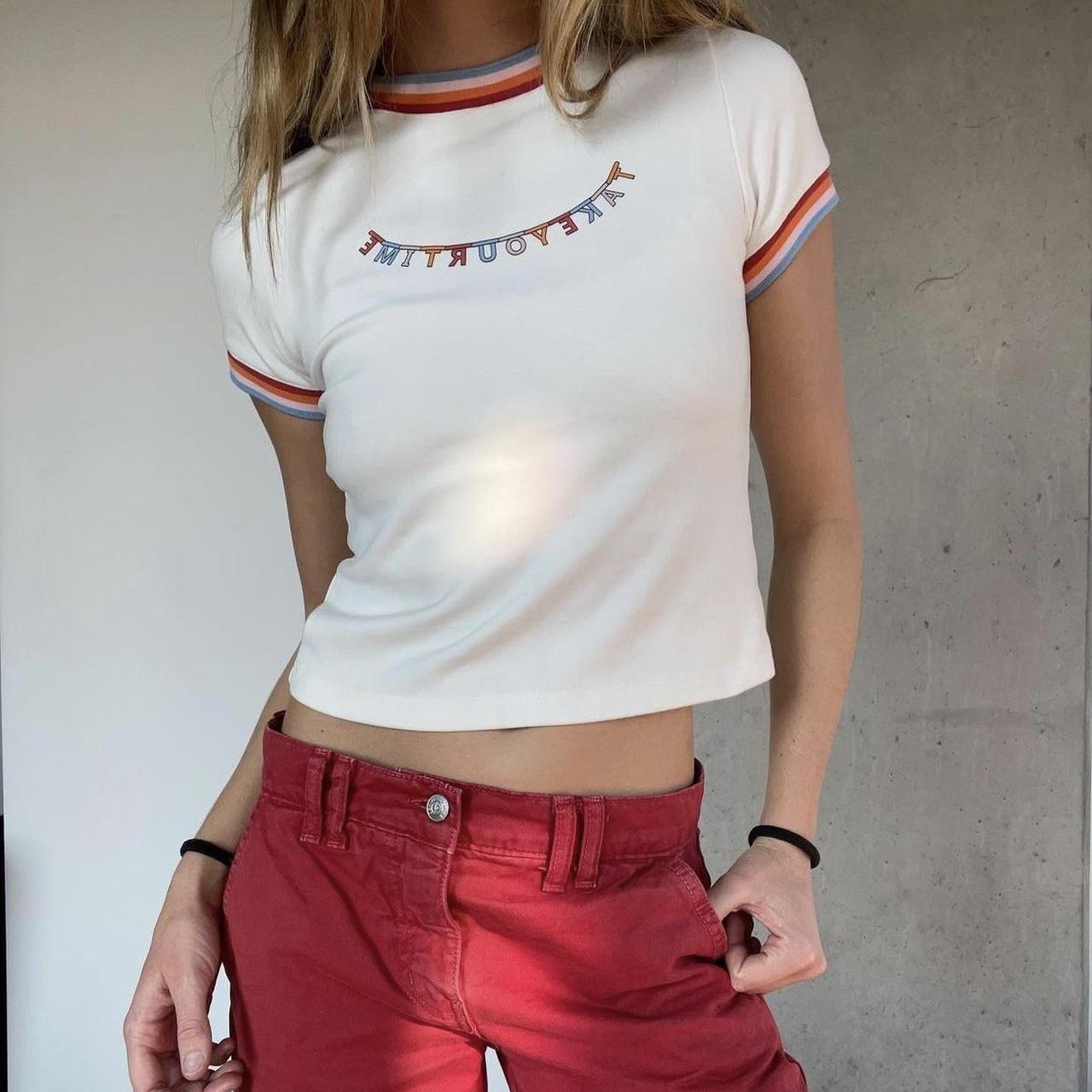 “Take your time” ringer baby tee retro inspired... - Depop