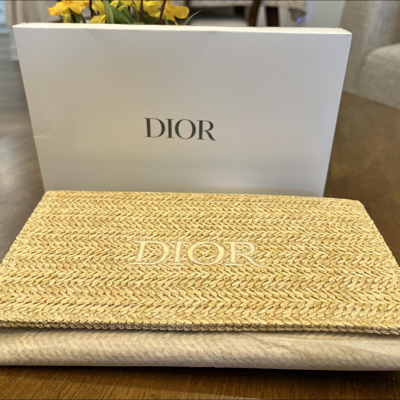 Brand new Dior raffia wallet with box (9” x5.5”) - Depop