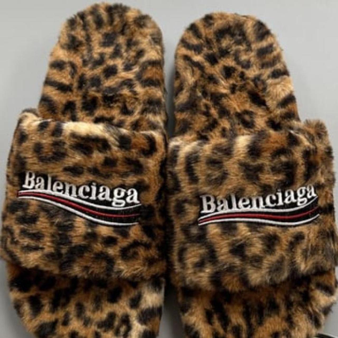 Balenciaga Cheetah/Leopard print slides size:... | Depop
