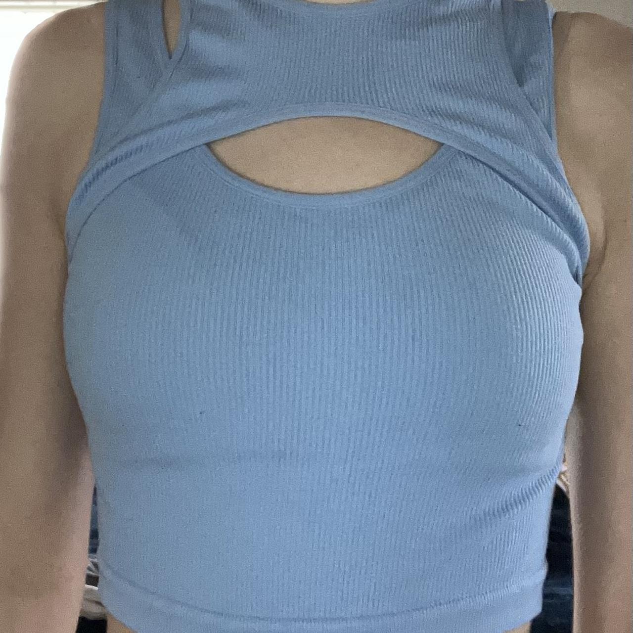 cute blue cutout tank - Depop
