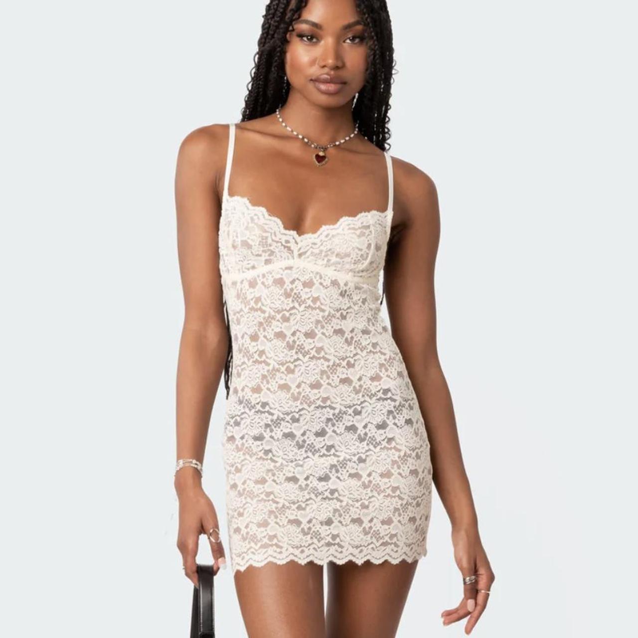 NWT ️ Edikted Lace White Dress Size Medium Will... - Depop