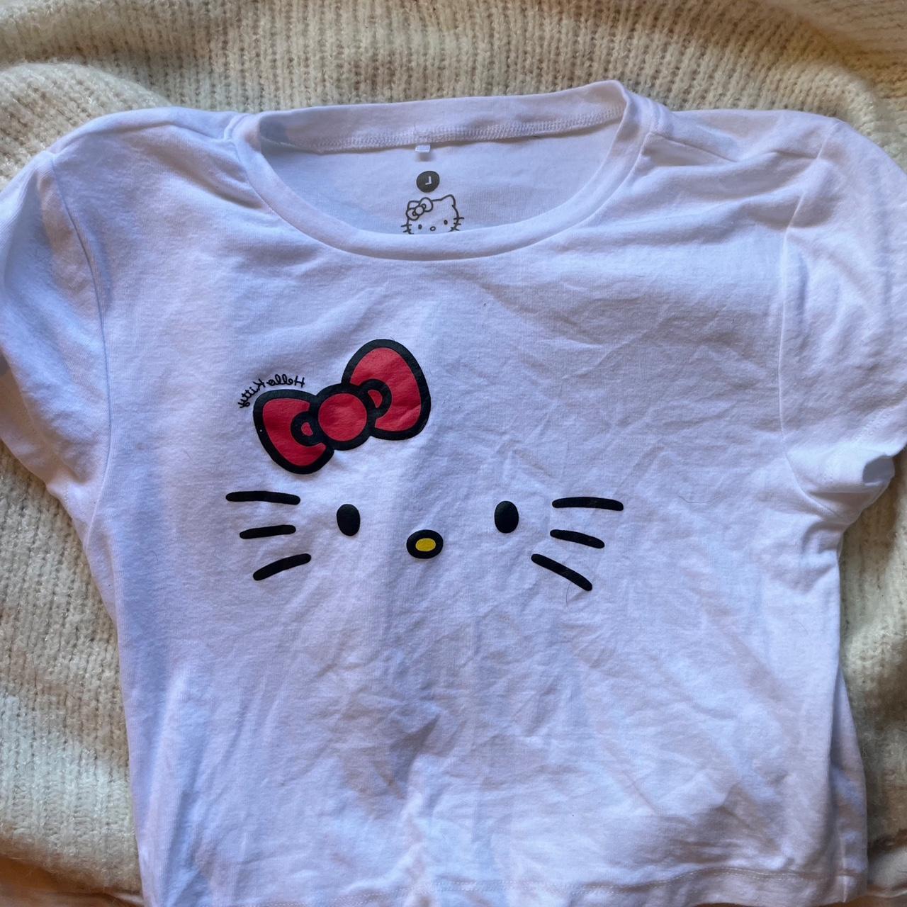 official hello kitty cropped fitted top !!💕 only... - Depop