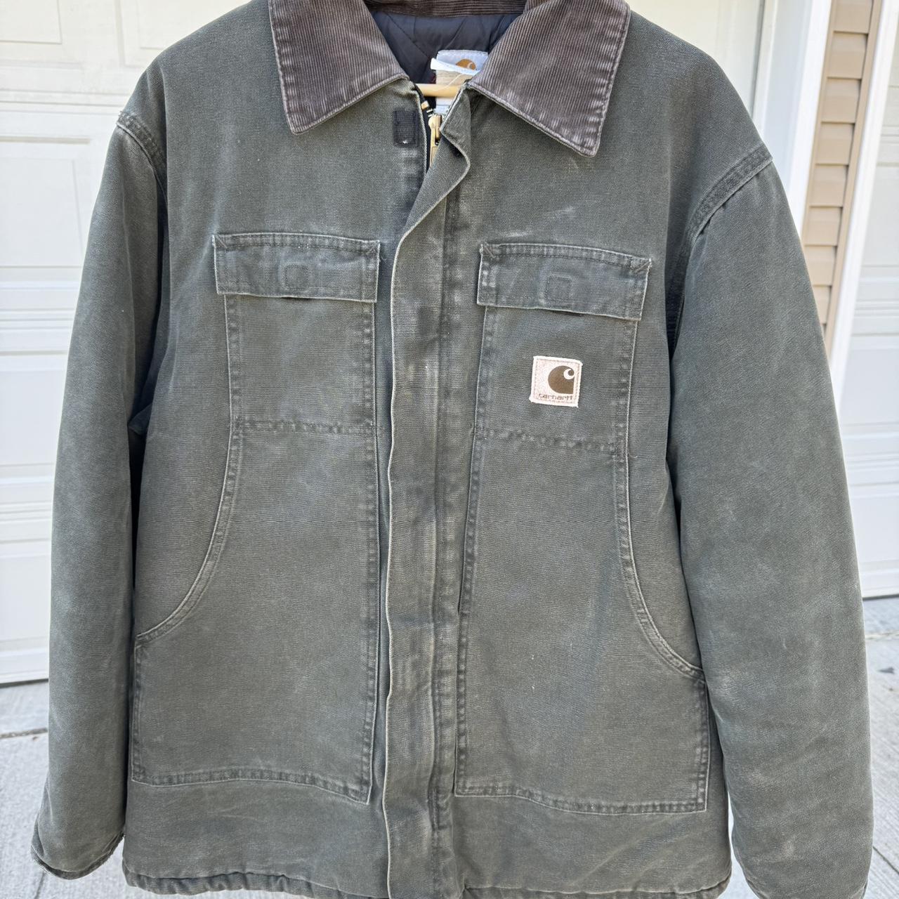 Carhartt jacket coat c26 mos Great faded green... - Depop