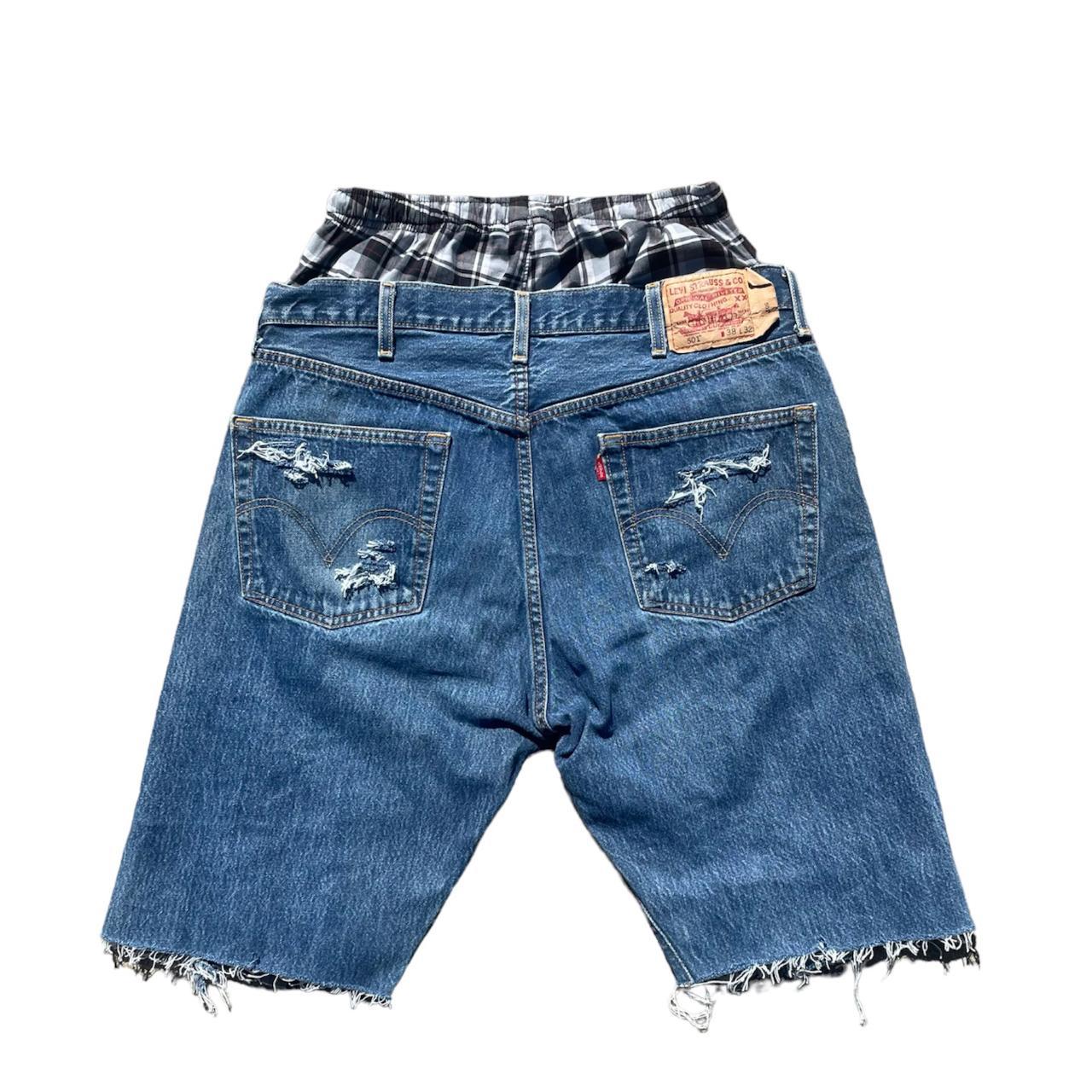 Levis 501 Jorts size 38x32 double waisted reworked... - Depop