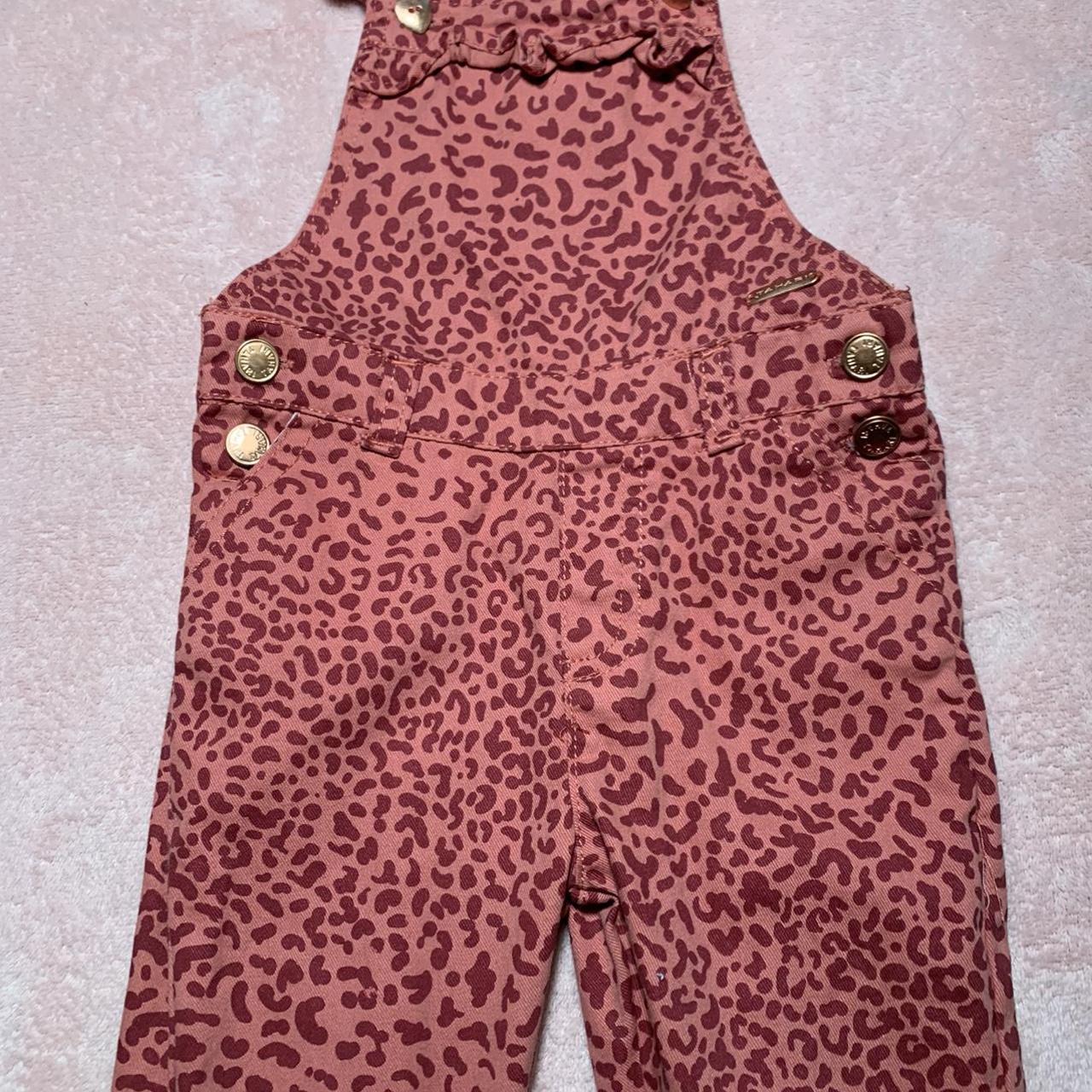 3T girl's cheetah print overalls with rose gold... - Depop
