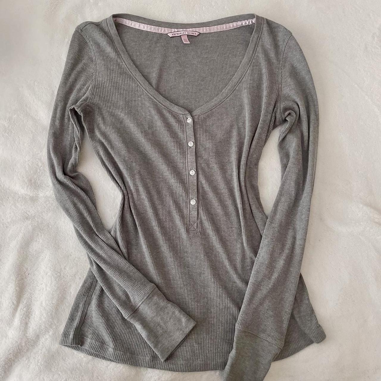 victoria’s secret henley button up long sleeve top... - Depop