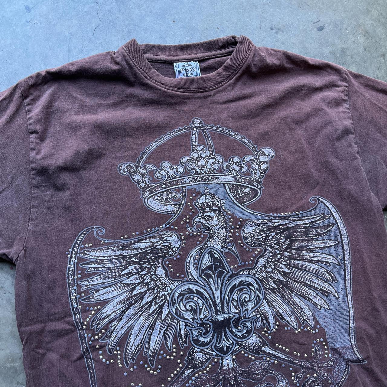Y2K Affliction Style Grunge Rhinestone Eagle Super... | Depop
